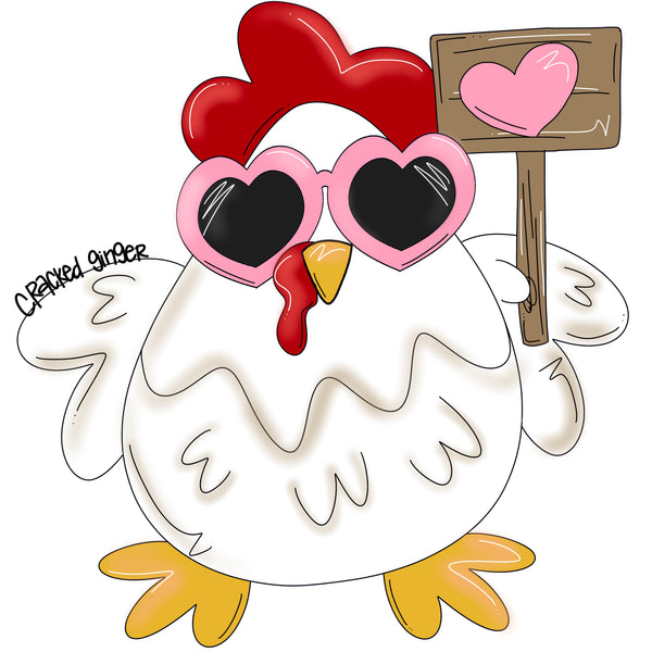 Valentine Chicken wearing Sunglasses Cutouts and Kits – Cracked Ginger